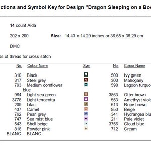Dragon Sleeping on a Book Cross Stitch Pattern 1 Instant PDF Download ...