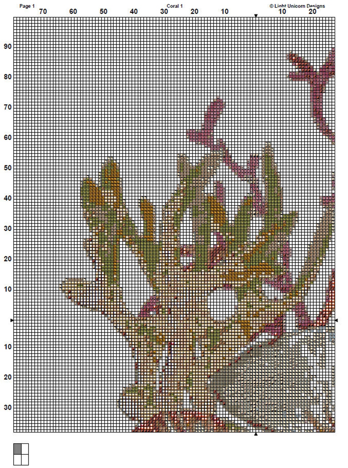 Coral Cross Stitch Pattern 1 Instant PDF Download - Coral Watercolor ...