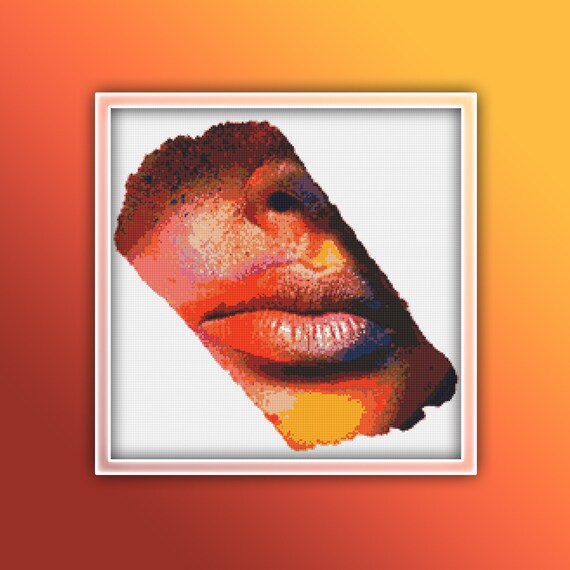 Lady Lips Cross Stitch Pattern 1 Instant PDF Download Blue | Etsy