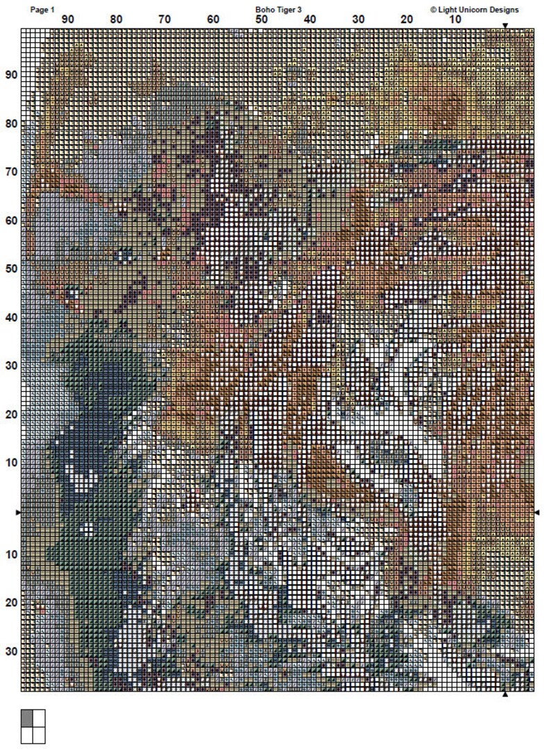 Boho Tiger Cross Stitch Pattern 3 Instant PDF Download - Tiger ...