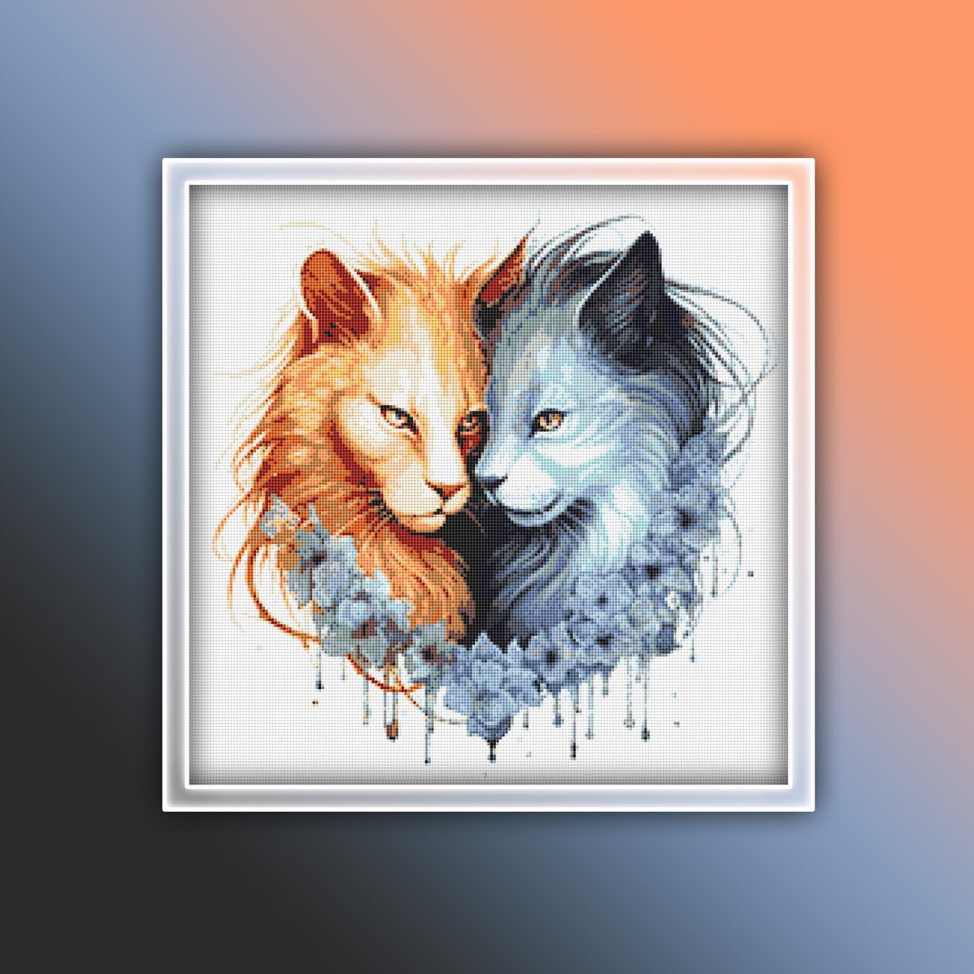 Cat Heart Cross Stitch Pattern 9 Instant PDF Download - Kitty ...