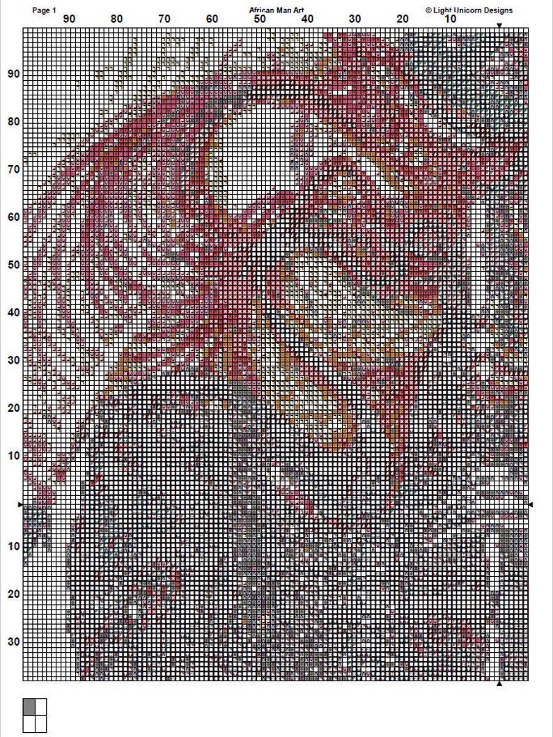 African Man Art Cross Stitch Pattern 1 Instant PDF Download - Black Man ...