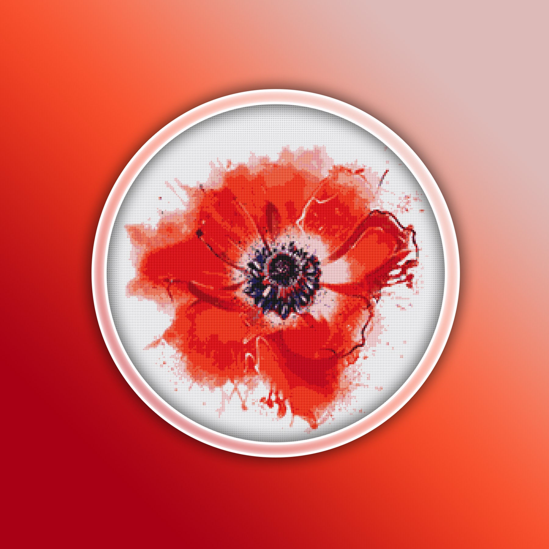 Poppy Flower Cross Stitch Pattern Instant PDF Download Red | Etsy