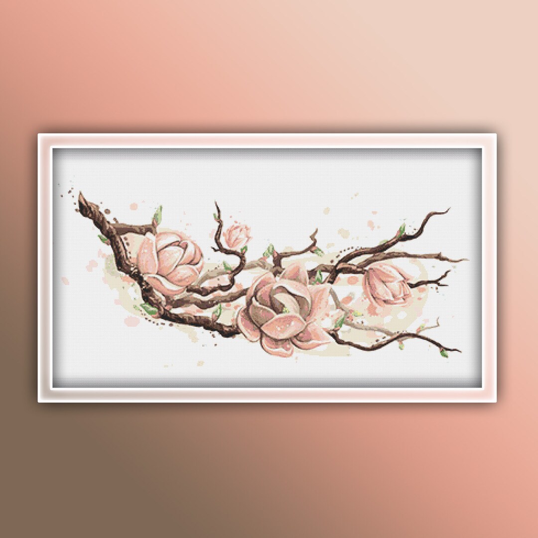 Magnolia Flower Cross Stitch Pattern 3 Instant PDF Download - Magnolia ...