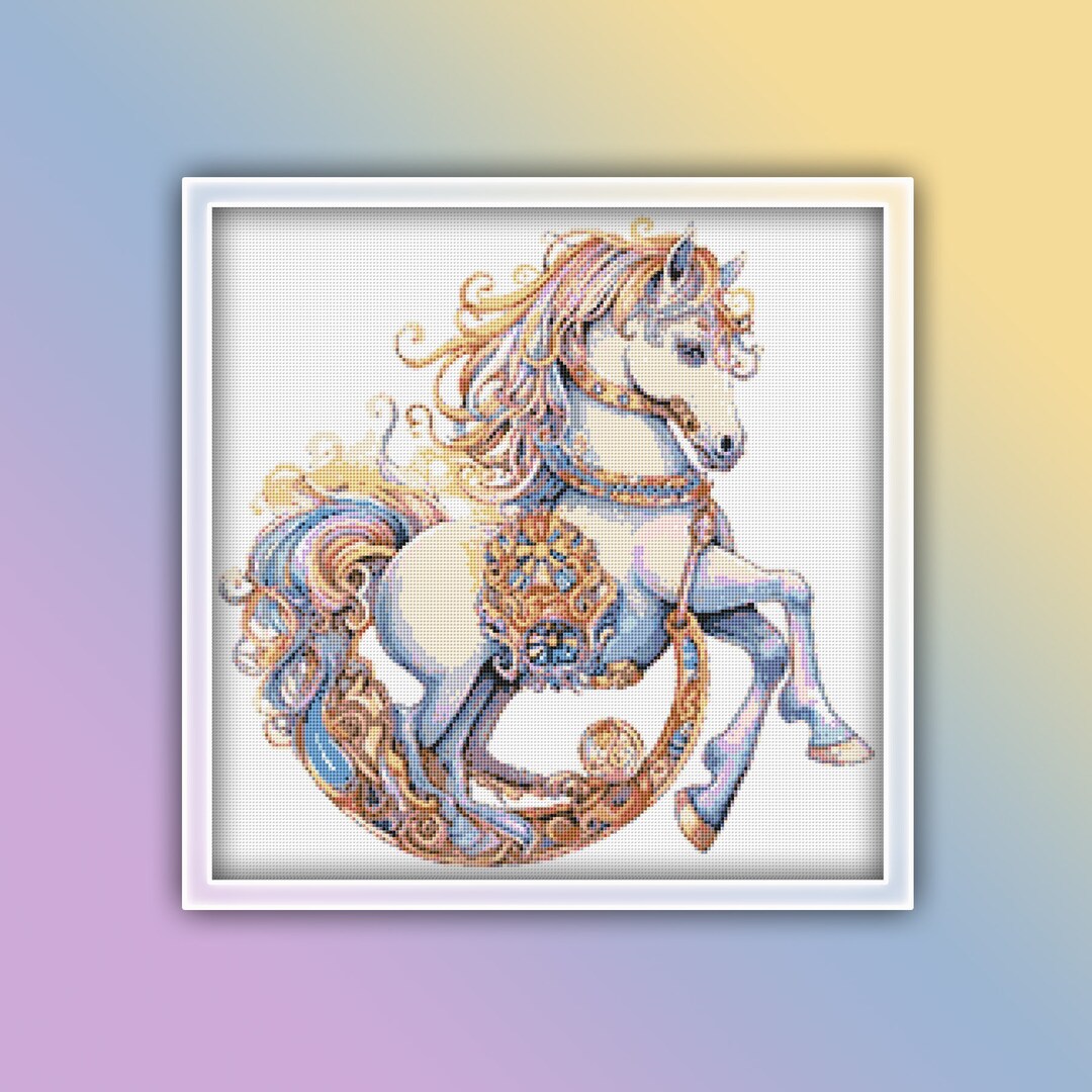 Rocking Horse Cross Stitch Pattern 1 Instant PDF Download - Wooden ...