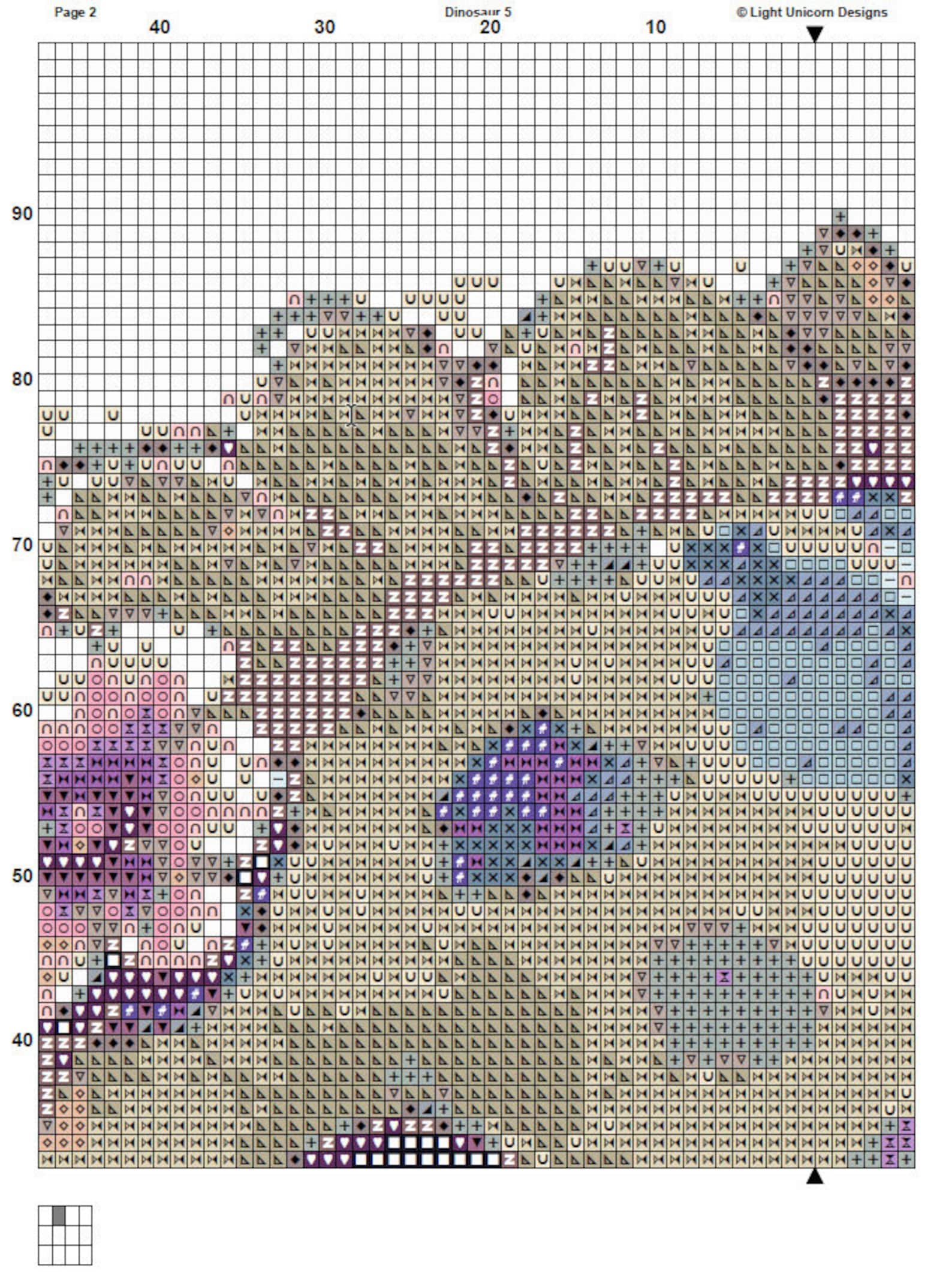 Dinosaur Cross Stitch Pattern 5 Instant PDF Download - Stegosaurus ...