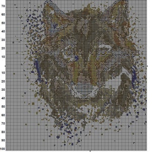 Wolf Cross Stitch Pattern 1 Instant PDF Download - Wolf Watercolor ...
