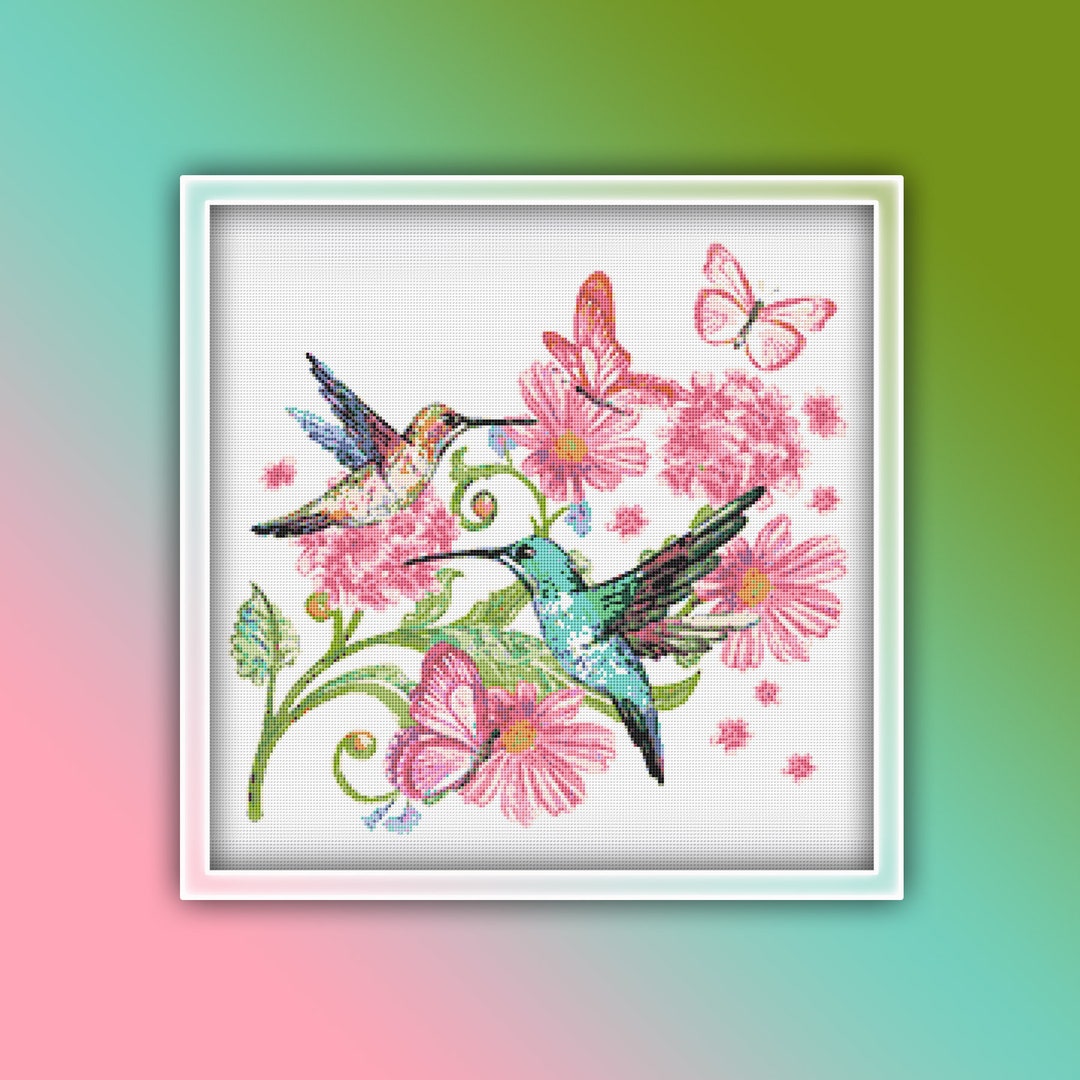 Hummingbird Cross Stitch Pattern 24 Instant PDF Download - Hummingbirds ...