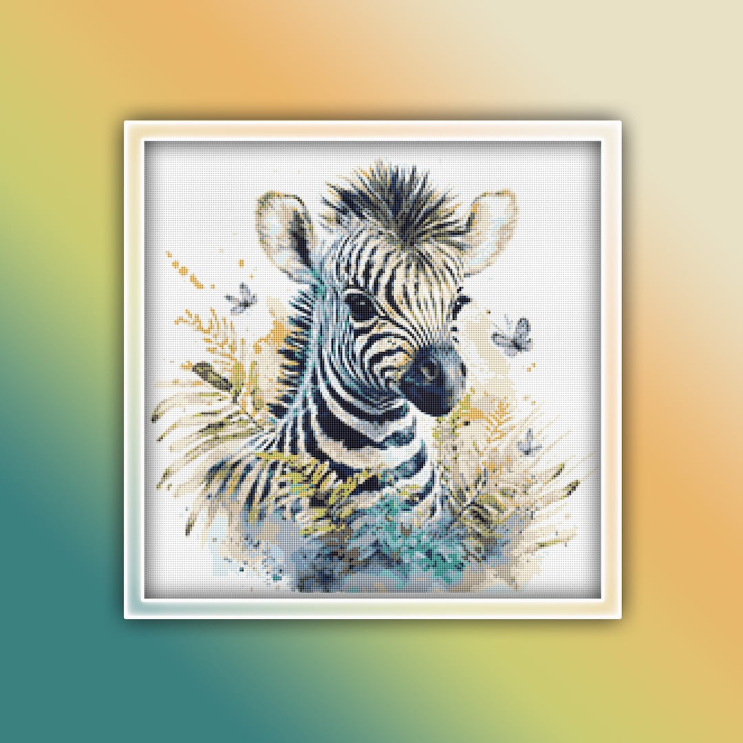 Zebra Cross Stitch Pattern 17 Instant PDF Download - Zebra Watercolor ...
