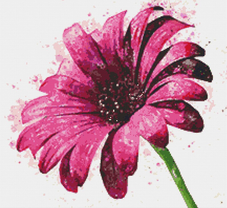 Pink Daisy Cross Stitch Pattern Instant PDF Download Pink - Etsy