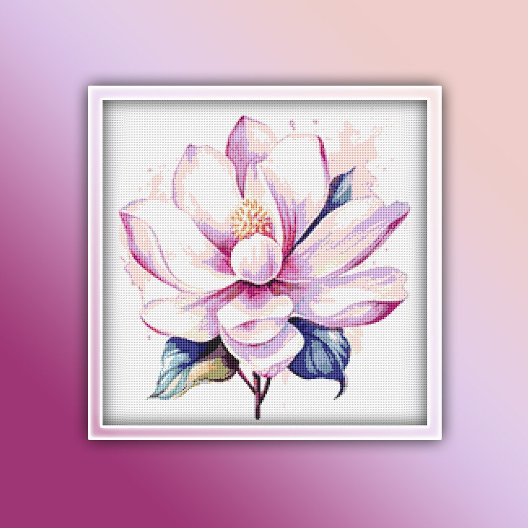 Magnolia Flower Cross Stitch Pattern 2 Instant PDF Download - Magnolia ...