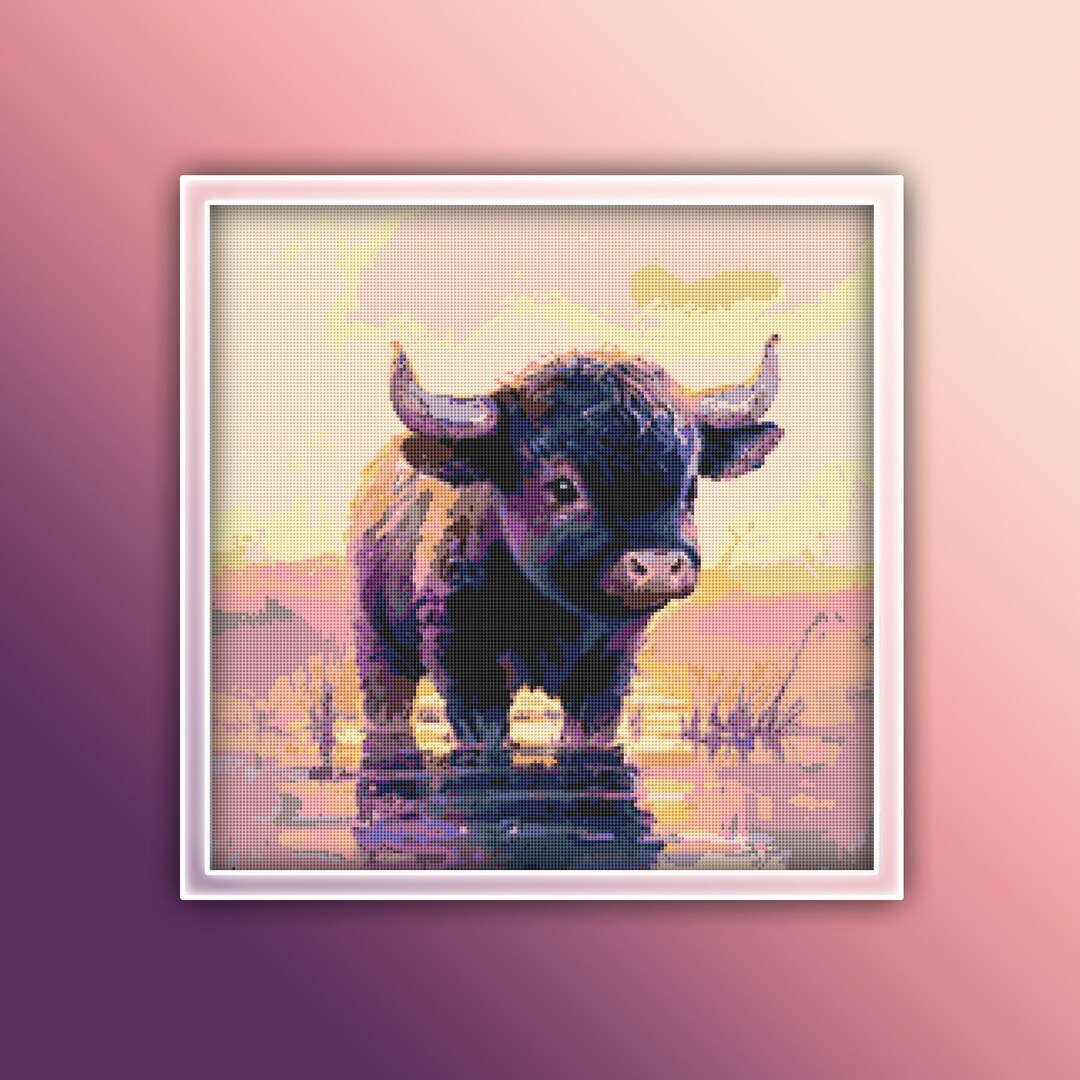 Buffalo Cross Stitch Pattern 9 Instant PDF Download - Watercolor Cross ...