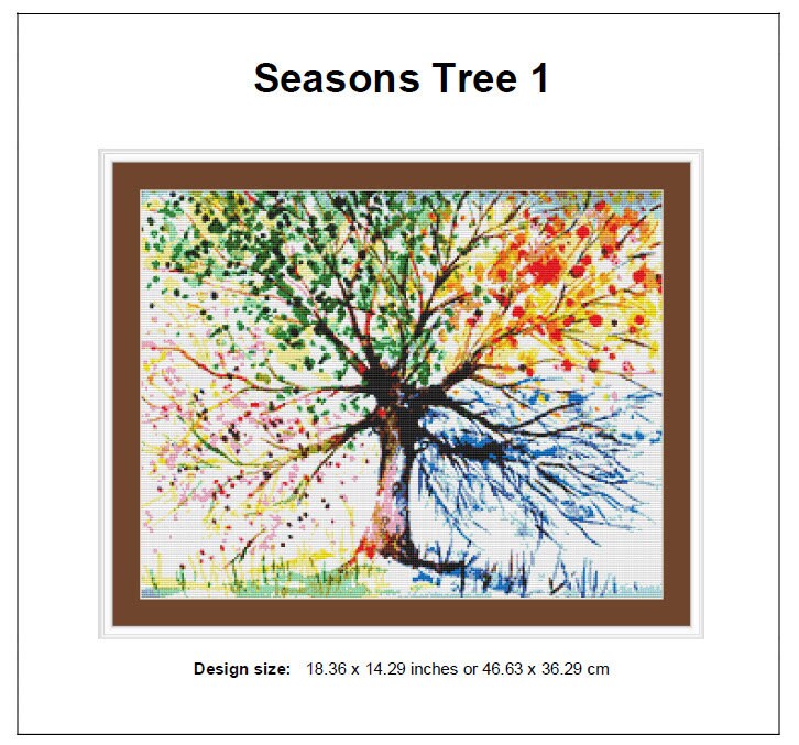Seasons Tree Cross Stitch Pattern 1 Instant PDF Download - Seasons Tree ...