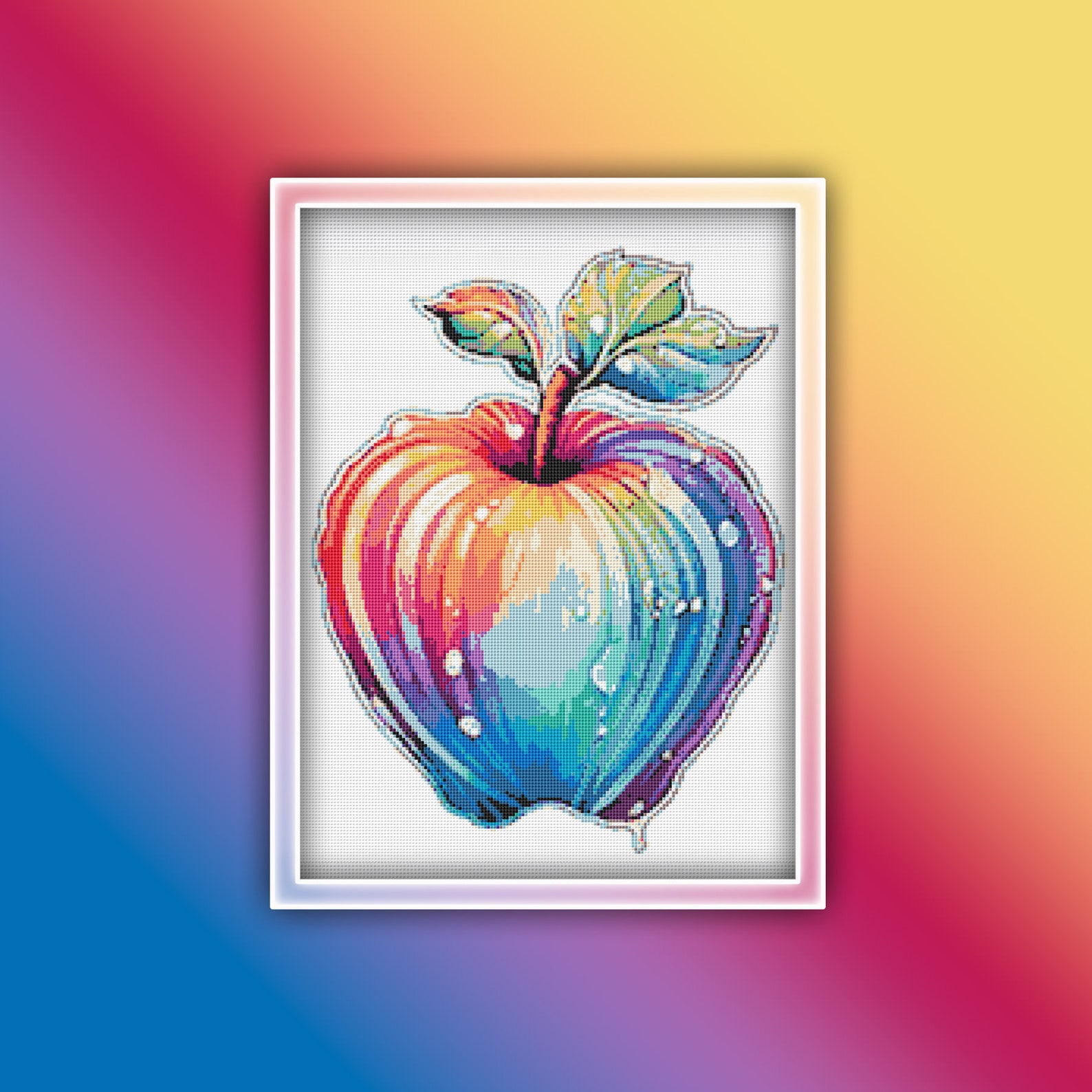 Rainbow Apple Cross Stitch Pattern 2 Instant PDF Download - Apple ...