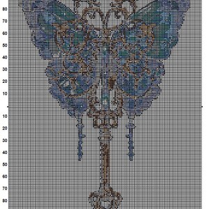 Steampunk Butterfly Key Cross Stitch Pattern 3 Instant PDF Download ...