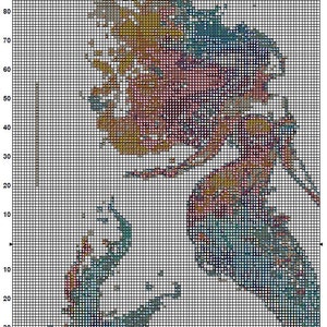 Mermaid Cross Stitch Pattern 1 Instant PDF Download - Woman Watercolor ...