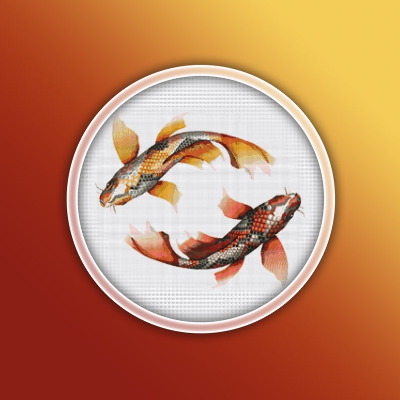 Koi Fish Cross Stitch Pattern 3 Instant PDF Download - Koi Watercolor ...