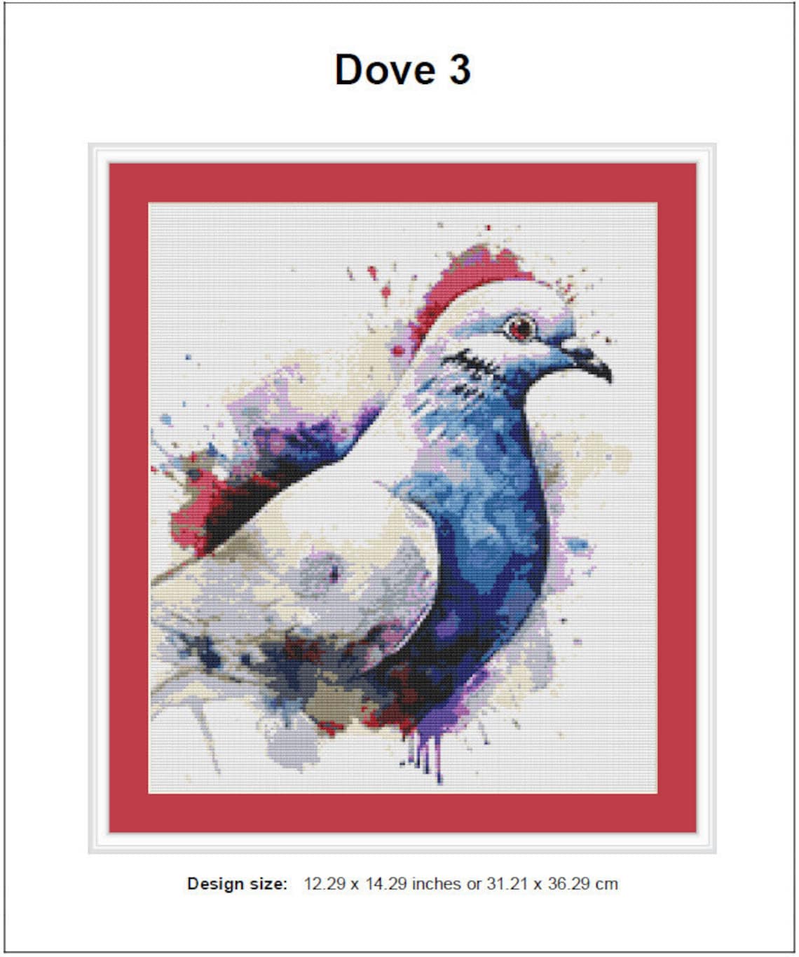 Dove Cross Stitch Pattern 3 Instant PDF Download - Dove Watercolor ...