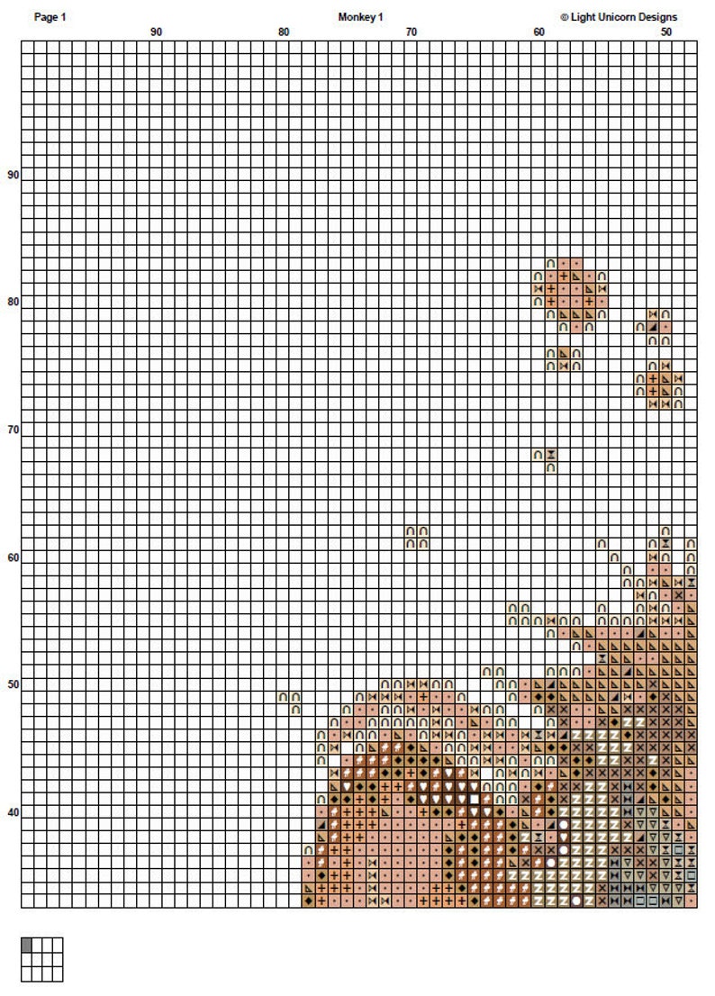Monkey Cross Stitch Pattern 1 Instant PDF Download Monkey - Etsy