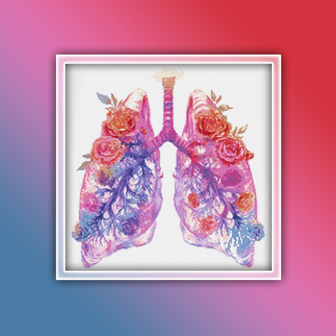 Anatomy Lungs Cross Stitch Pattern 5 Instant PDF Download - Breathing ...