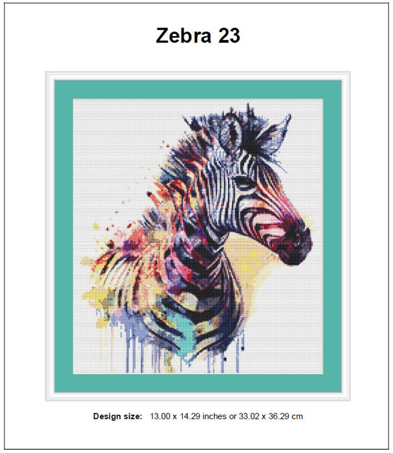 Zebra Cross Stitch Pattern 23 Instant PDF Download - Zebra Watercolor ...