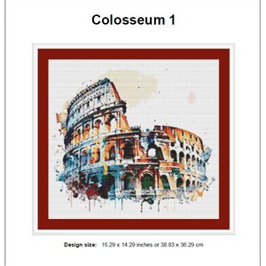 Colosseum Cross Stitch Pattern 1 Instant PDF Download - Rome Italy ...