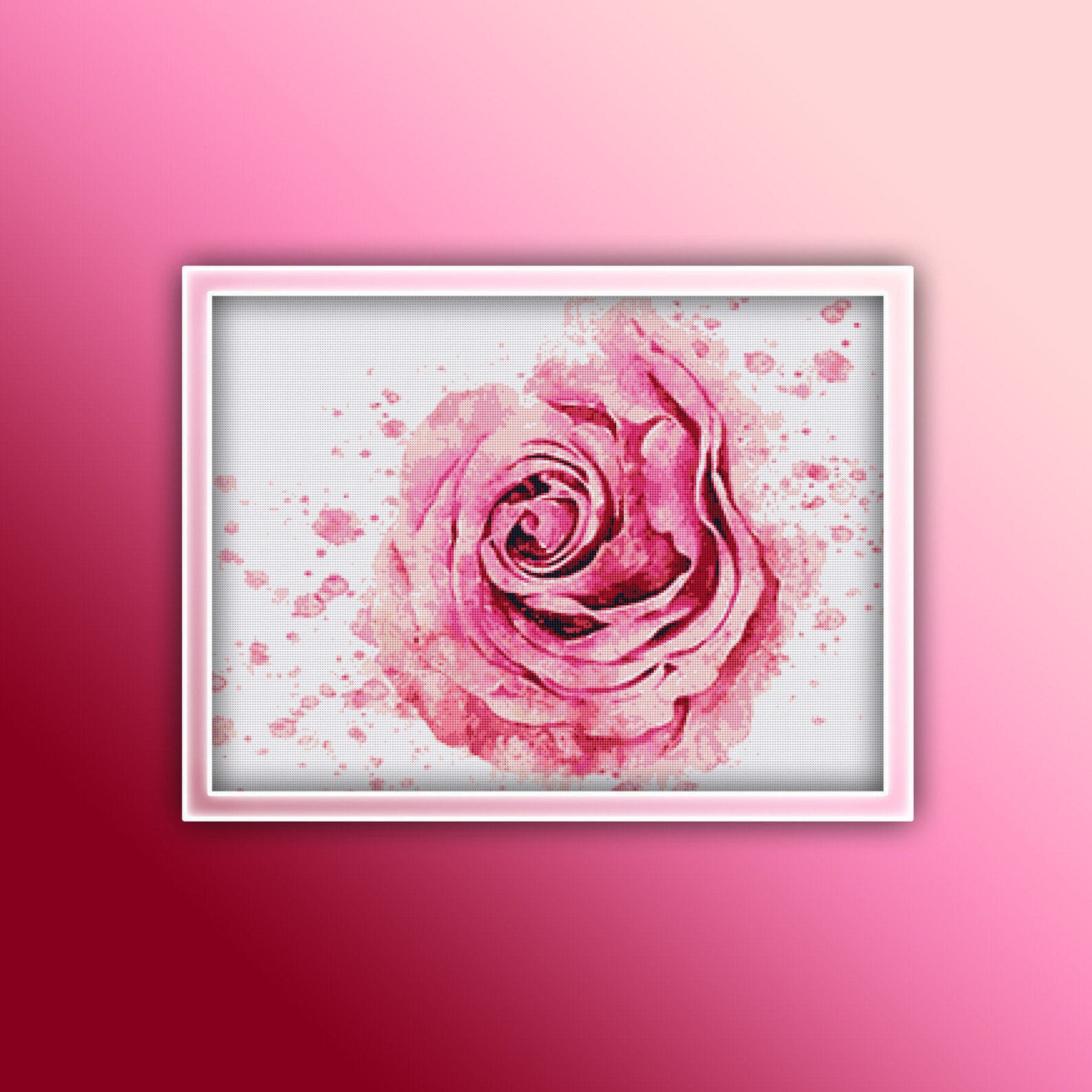 Pink Rose Cross Stitch Pattern 2 Instant PDF Download Pink | Etsy