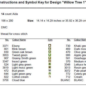 Willow Tree Cross Stitch Pattern Instant PDF Download | Summer Tree ...
