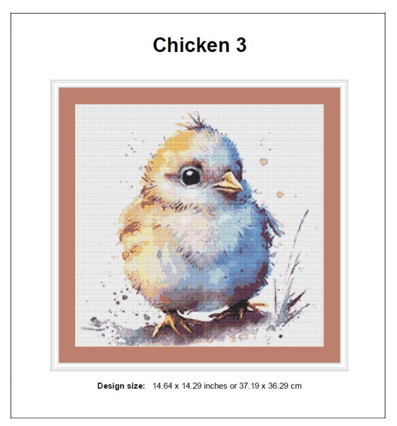 Chicken Cross Stitch Pattern 3 Instant PDF Download - White Chicken ...