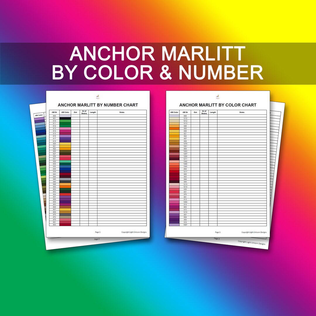 Anchor Marlitt Thread Charts PDF Instant Download | Cross Stitch Chart ...