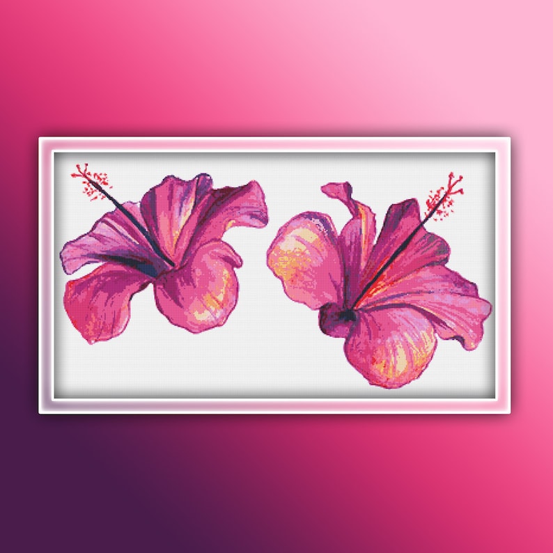 Hibiscus Flower Cross Stitch Pattern Instant PDF Download - Tropical ...