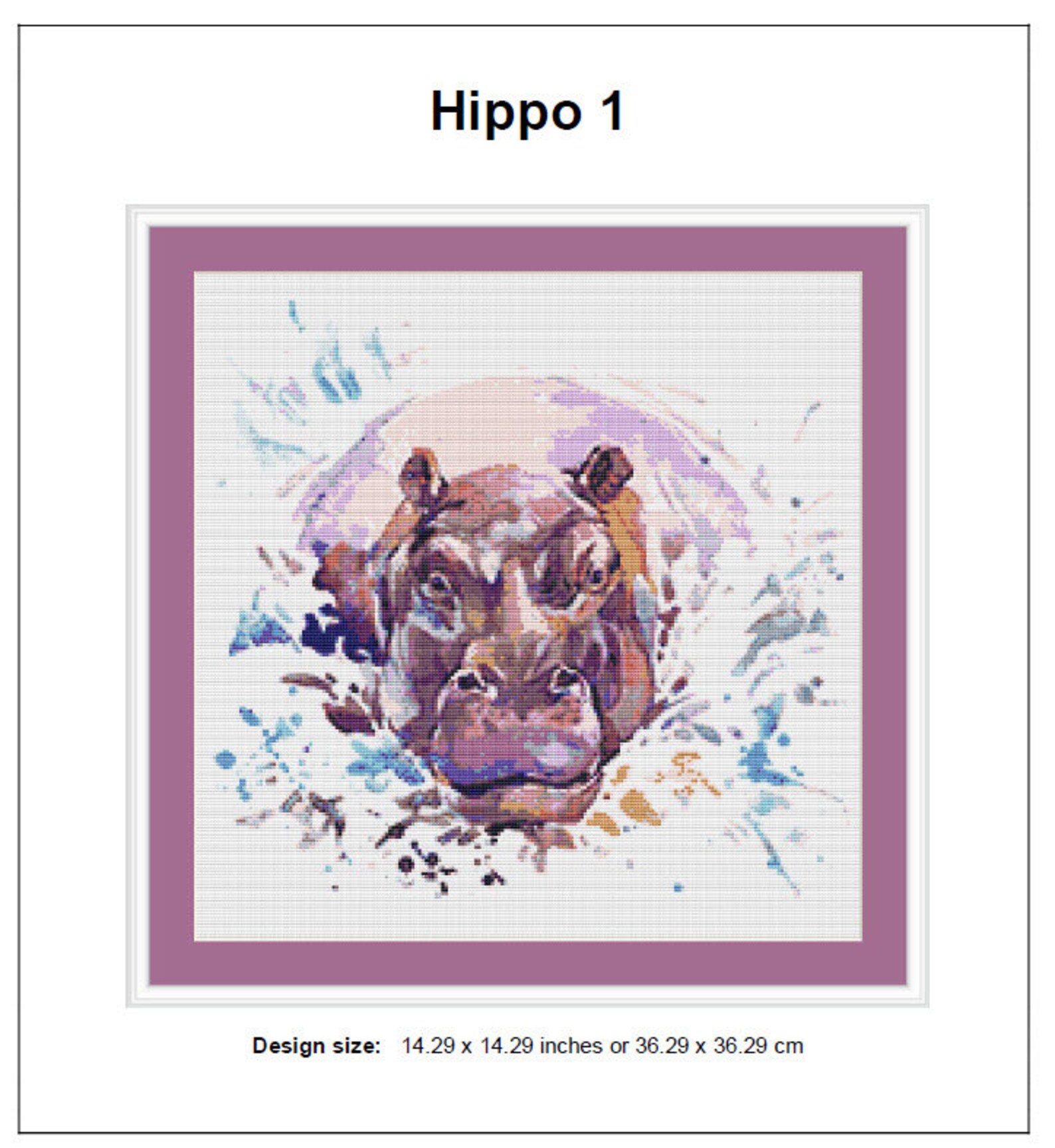 Hippo Cross Stitch Pattern 1 Instant PDF Download - Hippopotamus ...