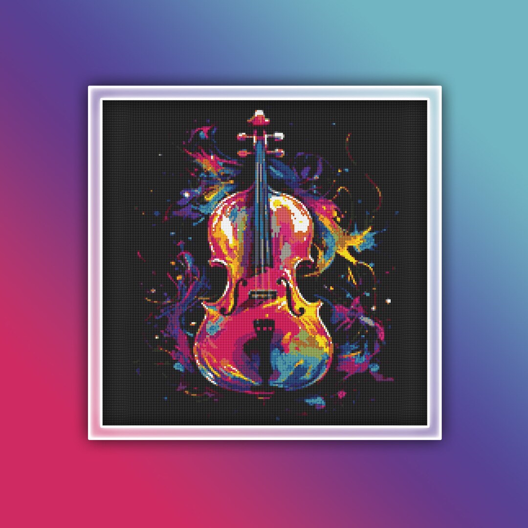 Abstract Violin Cross Stitch Pattern 1 Instant PDF Download - Violin ...