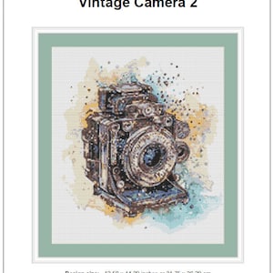 Vintage Camera Cross Stitch Pattern 2 Instant PDF Download - Camera ...