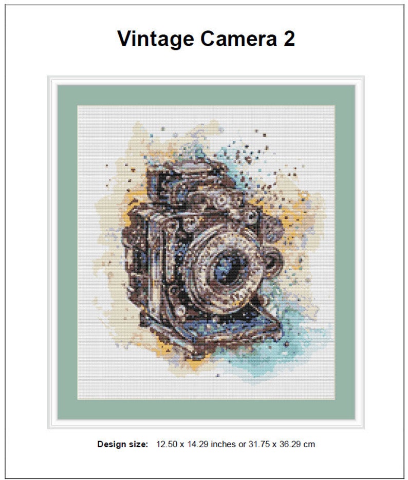 Vintage Camera Cross Stitch Pattern 2 Instant PDF Download - Camera ...