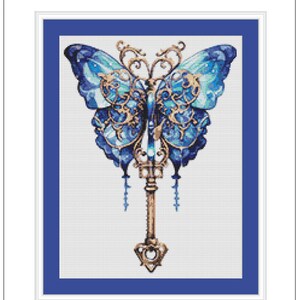 Steampunk Butterfly Key Cross Stitch Pattern 3 Instant PDF Download ...