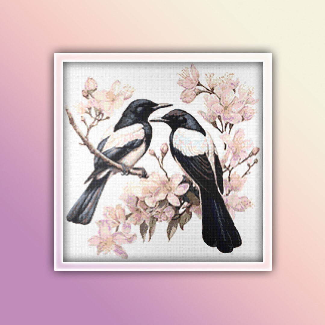 Magpie Birds Cross Stitch Pattern 2 Instant PDF Download - Magpie Bird ...