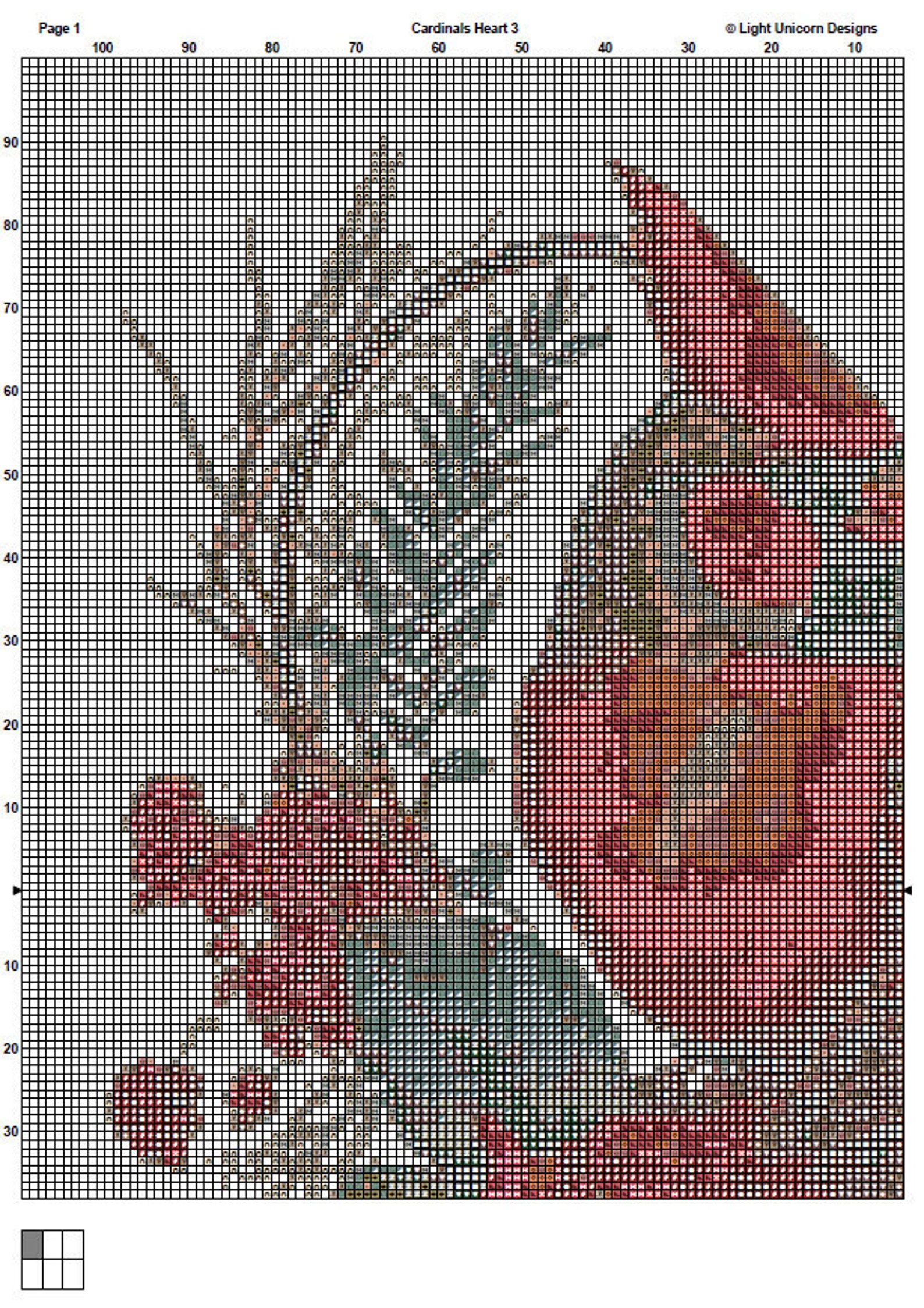 Cardinals Heart Cross Stitch Pattern 3 Instant PDF Download ...