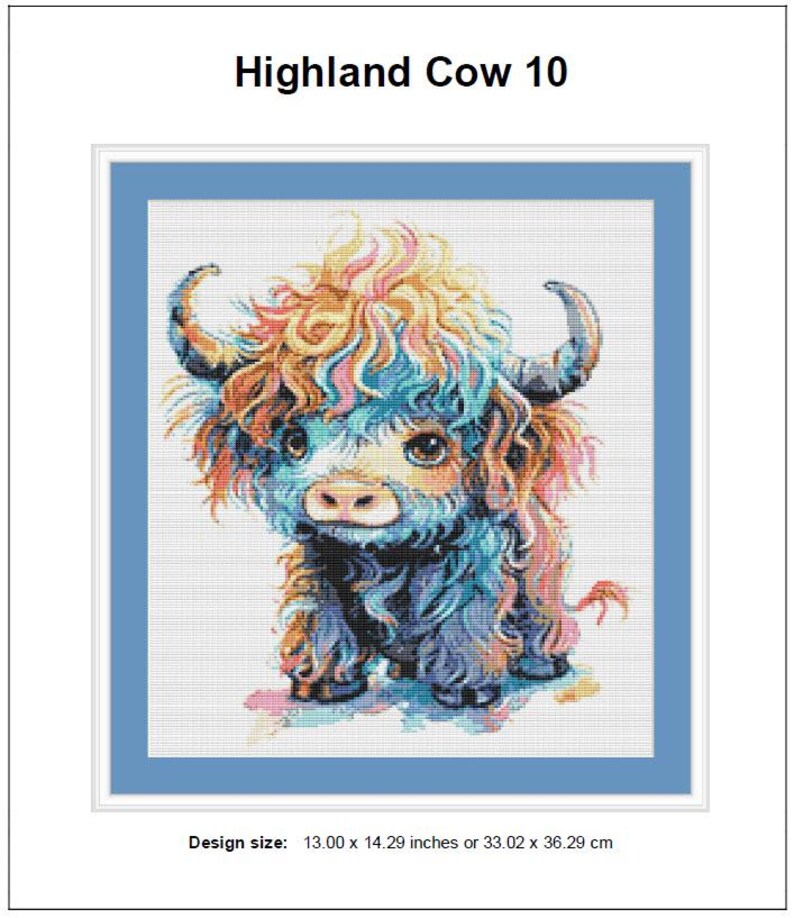 Highland Cow Cross Stitch Pattern 10 Instant PDF Download - Cow ...