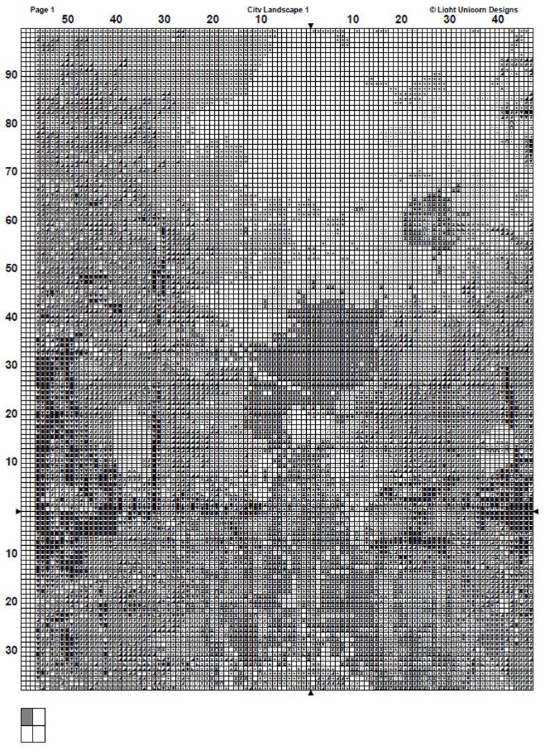 City Landscape Cross Stitch Pattern Instant PDF Download - Rain on the ...