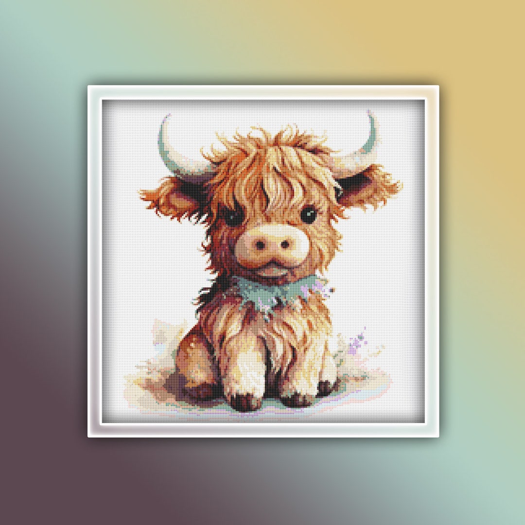 Highland Cow Cross Stitch Pattern 4 Instant PDF Download - Cow ...