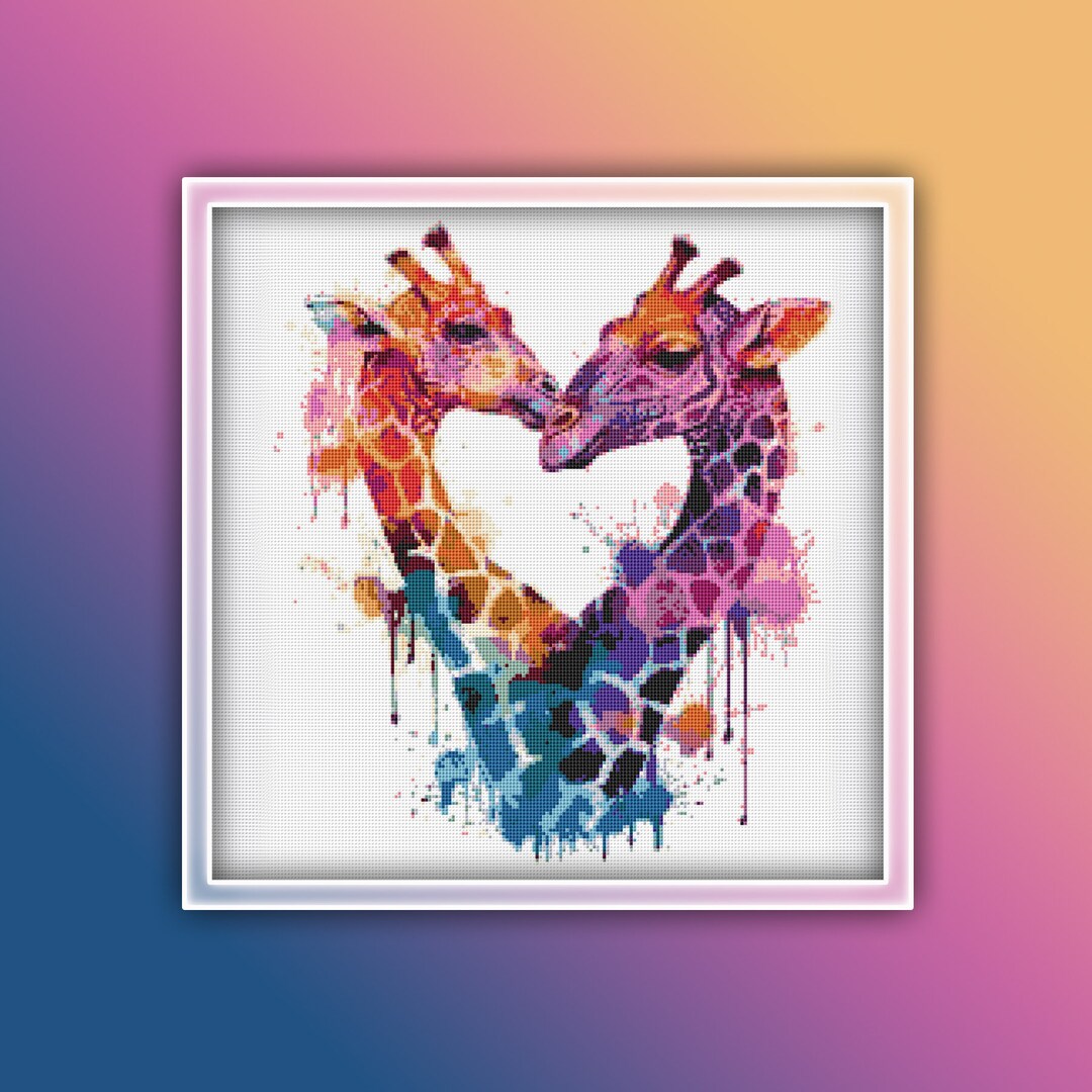Giraffe Heart Cross Stitch Pattern 1 Instant PDF Download - Giraffes ...