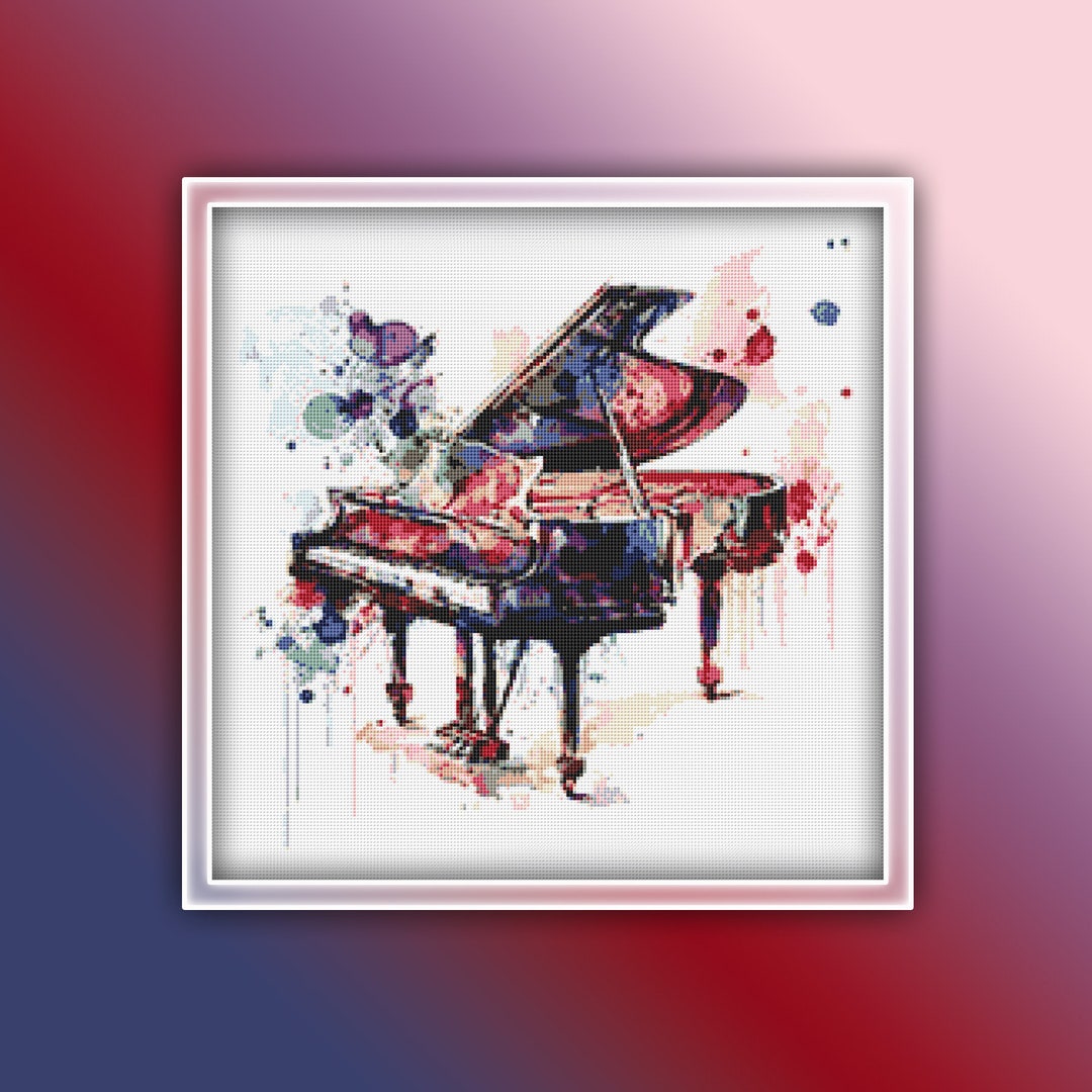 Piano Cross Stitch Pattern 7 Instant PDF Download - Music Watercolor ...