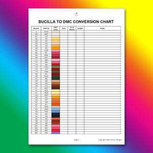 DMC to Bucilla Conversion Chart PDF Instant Download | Cross Stitch Chart | Inventory | Dmc ...