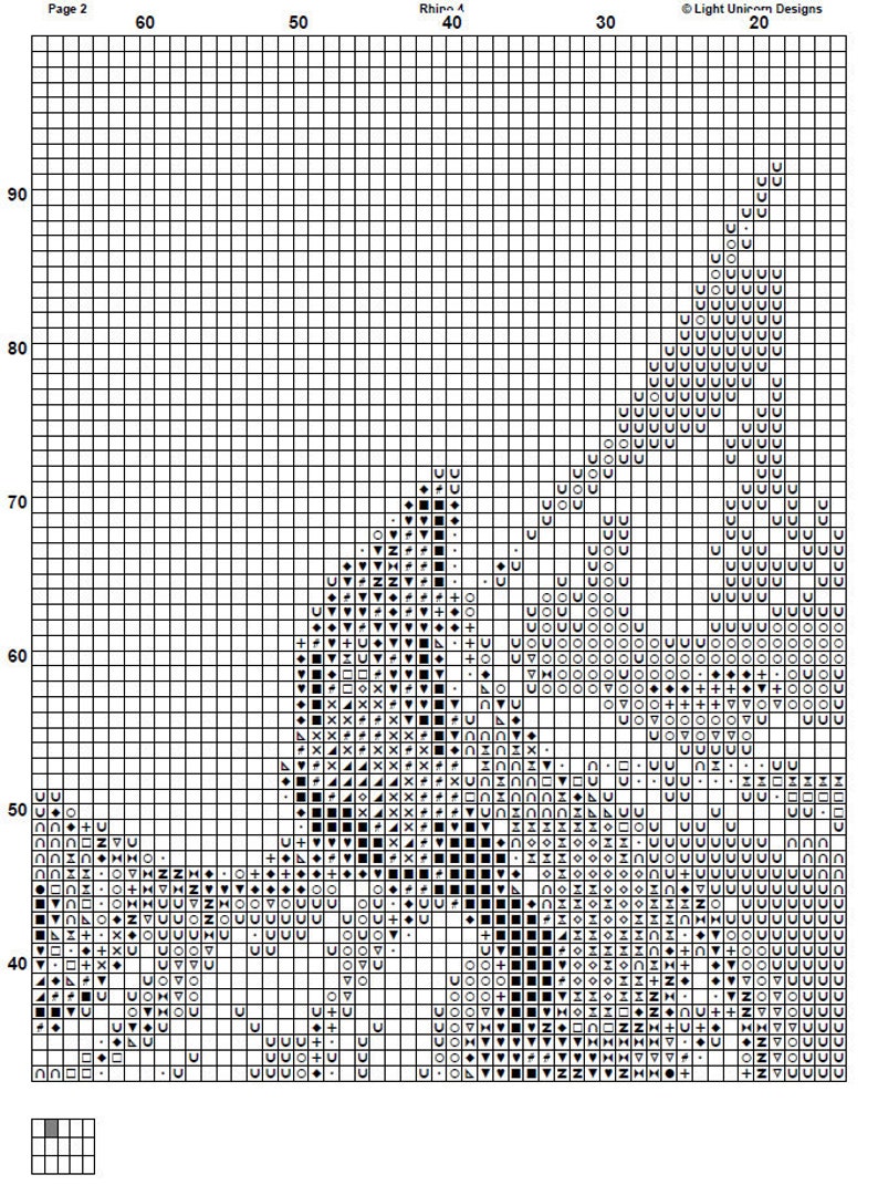 Rhino Cross Stitch Pattern 4 Instant PDF Download - Rhinoceros ...