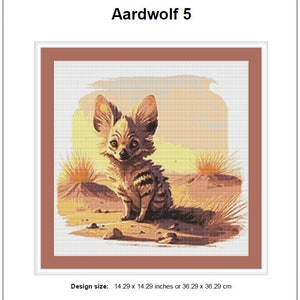 Aardwolf Cross Stitch Pattern 5 Instant PDF Download - Aardwolf Watercolor Cross Stitch Pattern ...