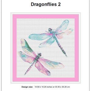 Dragonflies Cross Stitch Pattern 2 Instant PDF Download - Dragonfly ...