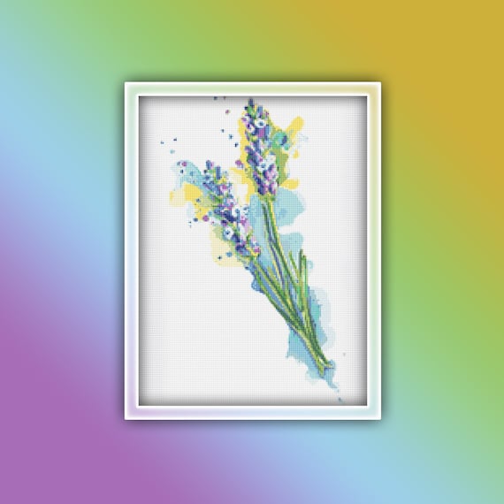 Lavender Cross Stitch Pattern 5 Instant PDF Download Flower - Etsy
