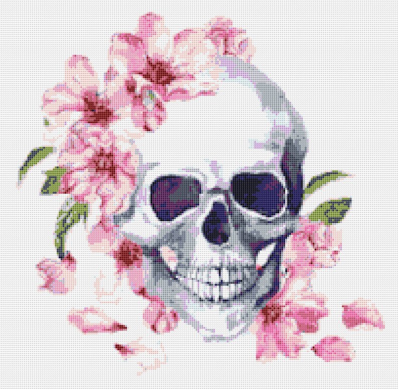 Skull Cross Stitch Pattern 3 Instant PDF Download Moon Skull | Etsy