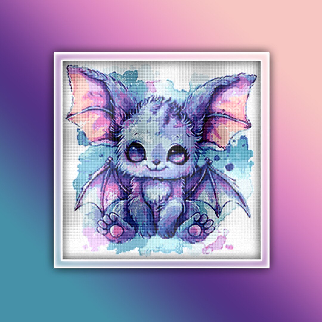 Bat Cross Stitch Pattern 3 Instant PDF Download - Flying Bat Watercolor ...